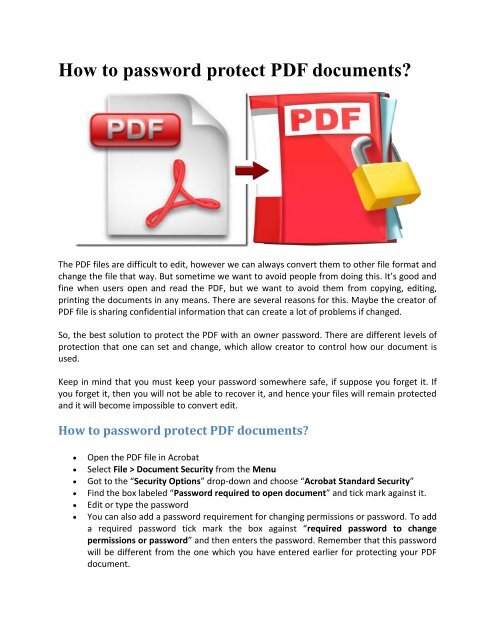 How to password protect PDF documents?