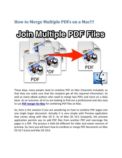 How to Merge Multiple PDFs on a Mac!!!