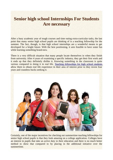 Senior high school Internships For Students Are necessary