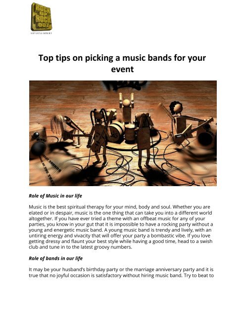 Top tips on picking a music bands for your event