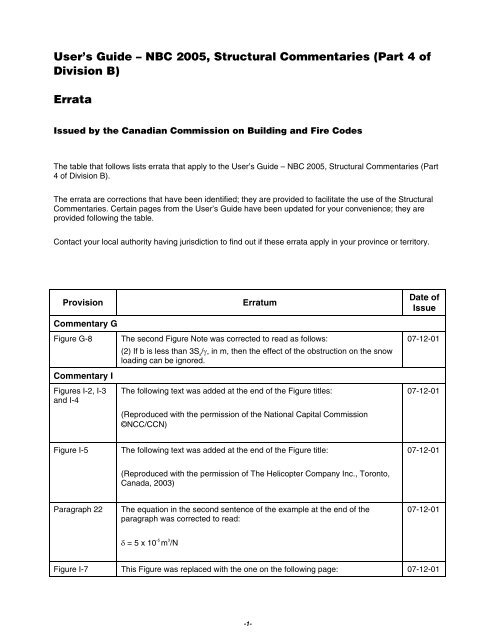 User's Guide – NBC 2005, Structural Commentaries (Part 4 of ...