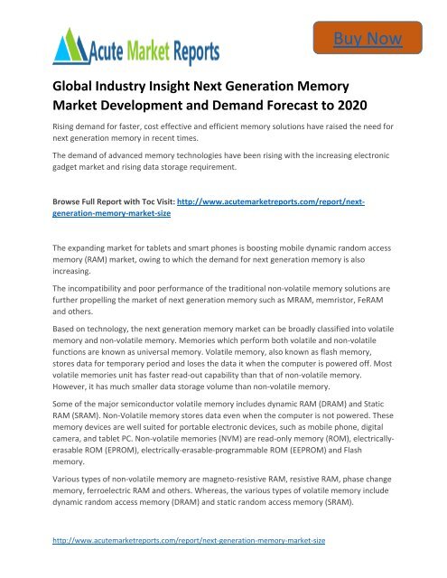 Global Industry Insight Next Generation Memory 2015 Market,Share ...