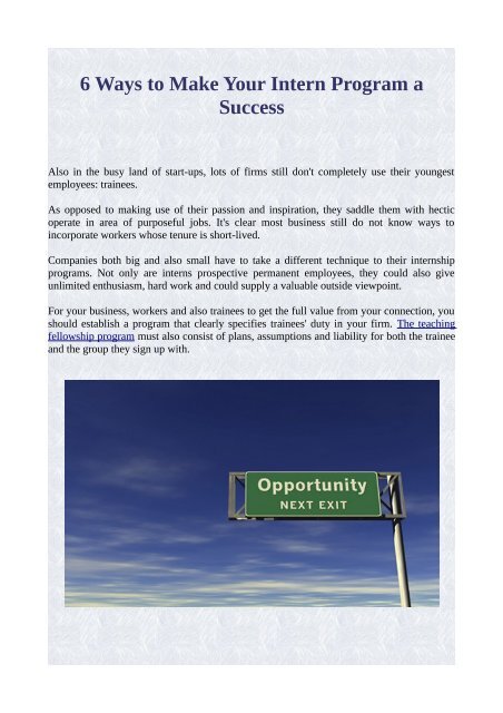 6 Ways to Make Your Intern Program a Success