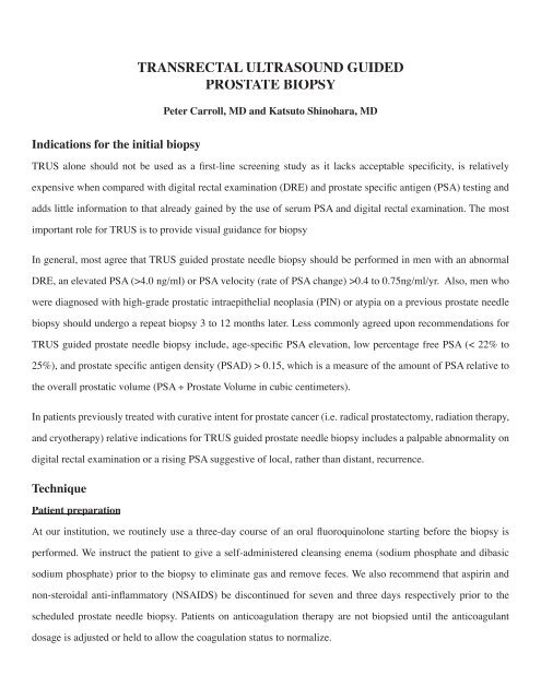 TRANSRECTAL ULTRASOUND GUIDED PROSTATE BIOPSY