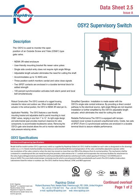 2.5 OSY2 Supervisory Switch