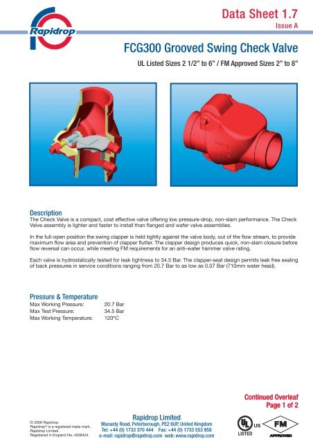 FCG300 Grooved Swing Check Valve