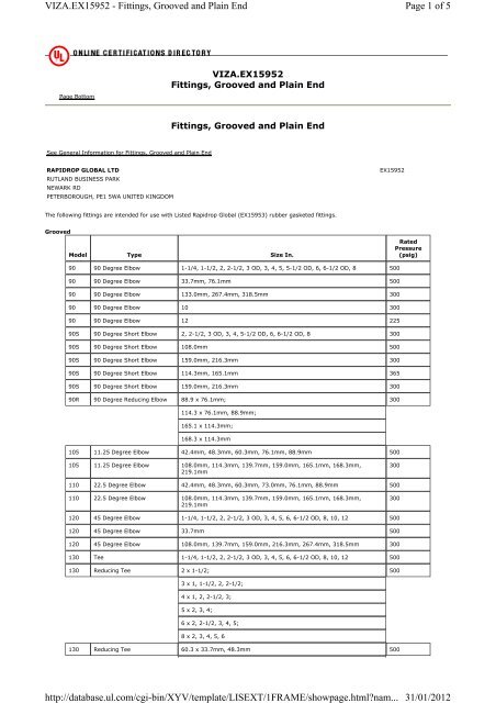 UL Grooved Pipe Fitting - Rapidrop
