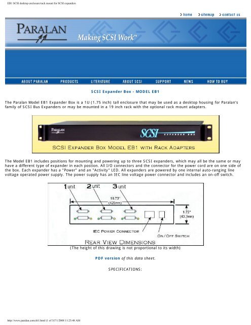EB1 SCSI desktop enclosure/rack mount for SCSI expanders - Paralan