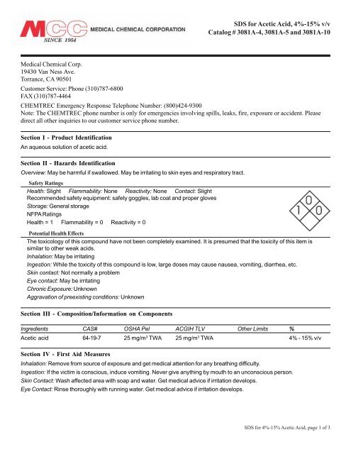 _MSDS TEMPLATE - Medical Chemical Corporation