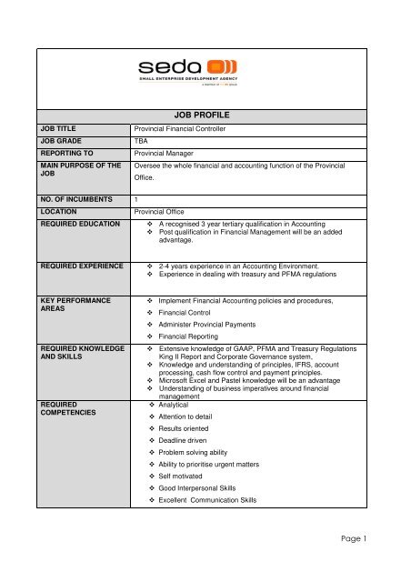 JOB PROFILE Page 1