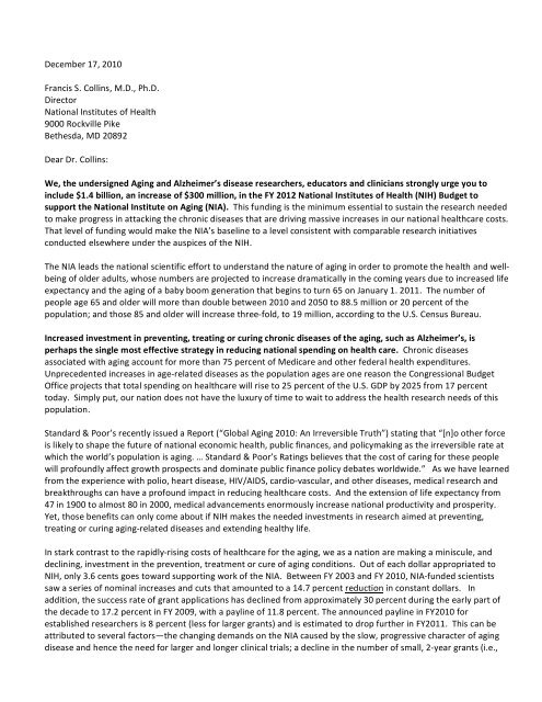 Letter to Dr Collins FINAL--436 - USAgainstAlzheimer's