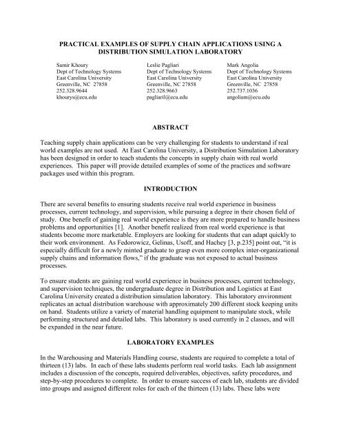 PRACTICAL EXAMPLES OF SUPPLY CHAIN APPLICATIONS ...