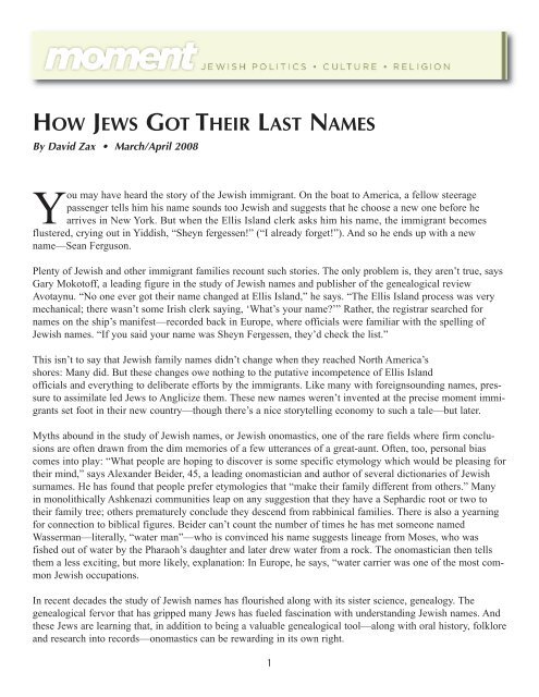 Jewish Names Do Jewish Names Have Symbolic Meanings? Jewish