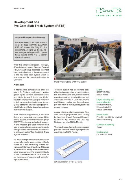 Development of a Pre-Cast-Slab Track System (PSTS)