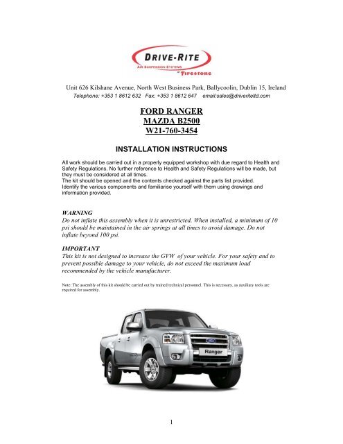 FORD RANGER MAZDA B2500 W21-760-3454 - MABuilders