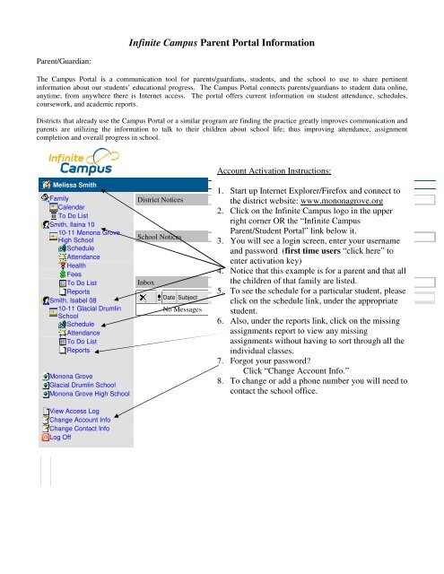 Infinite Campus Parent Portal Information