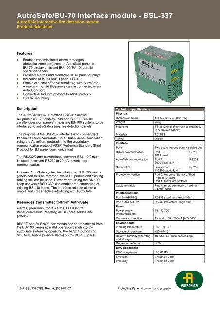 AutroSafe/BU-70 interface module - BSL-337