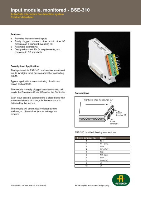Input module monitored - BSE-310