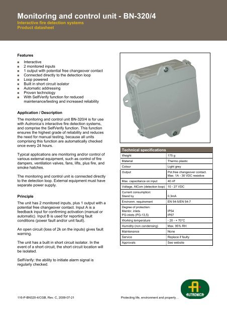 Monitoring and control unit - BN-320/4