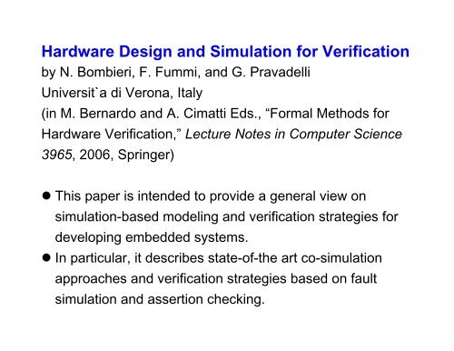 Hardware Design and Simulation for Verification