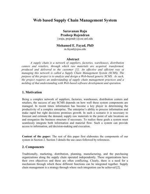 Web based Supply Chain Management System