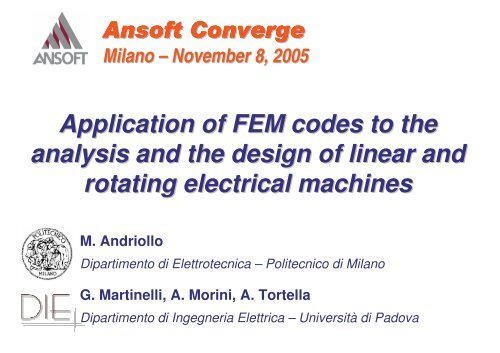 Application of FEM codes to the analysis and the design of linear ...