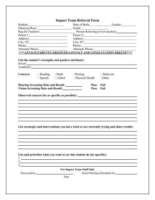 Impact Team Referral Form