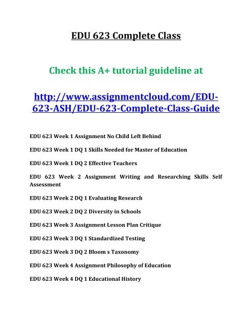 EDU 623 Complete Class