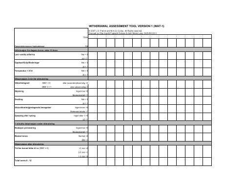 WITHDRAWAL ASSESSMENT TOOL VERSION 1 (WAT-1) WITHDRAWAL ASSESSMENT TOOL VERSION 1 (WAT-1)