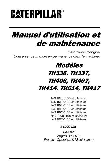 Manuel d'utilisation et de maintenance