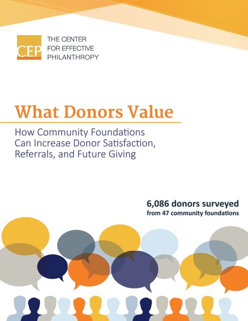 What Community Foundation Donors Value: How Community foundations Can ...