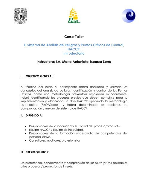 Curso-Taller El Sistema de AnÃ¡lisis de Peligros y Puntos CrÃ­ticos de ...
