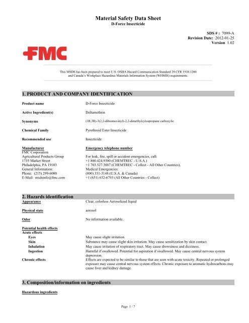 Material Safety Data Sheet
