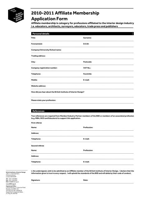 2010-2011 Affiliate Membership Application Form