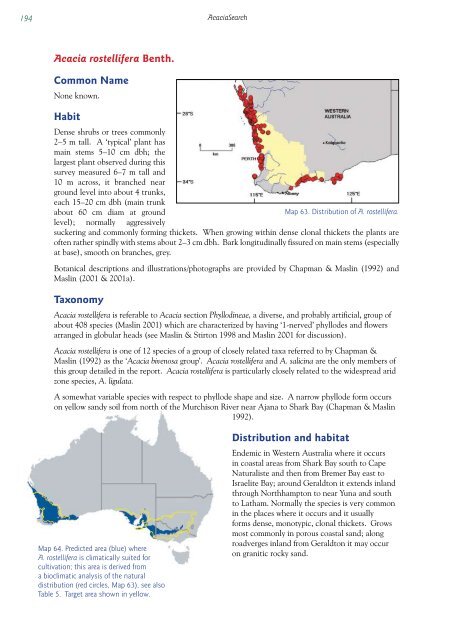 Acacia rostellifera Benth Common Name Habit Taxonomy Distribution and ...