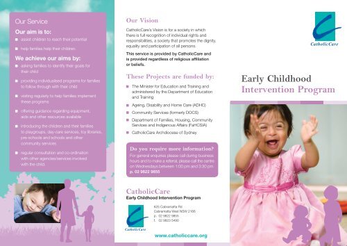 Early Childhood Intervention Program brochure - CatholicCare Sydney