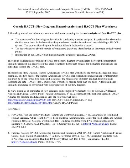 Generic HACCP Flow Diagram Hazard-Analysis and HACCP Plan Worksheets