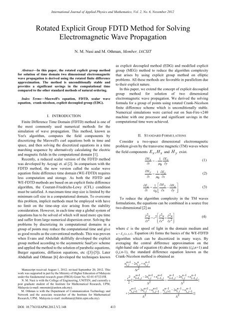 Rotated Explicit Group Fdtd Method For Solving Electromagnetic Wave Propagation