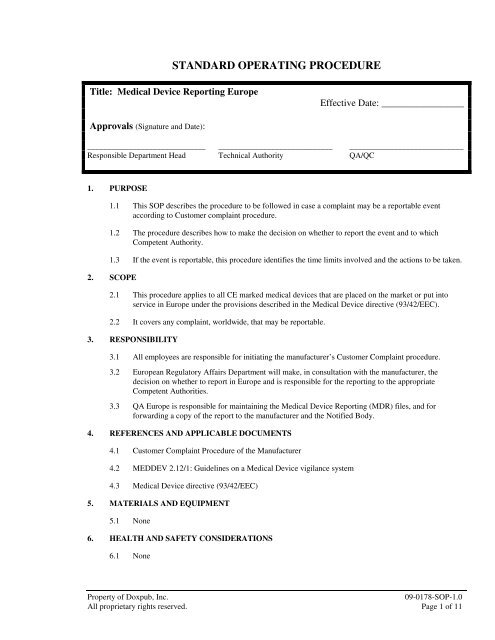 STANDARD OPERATING PROCEDURE