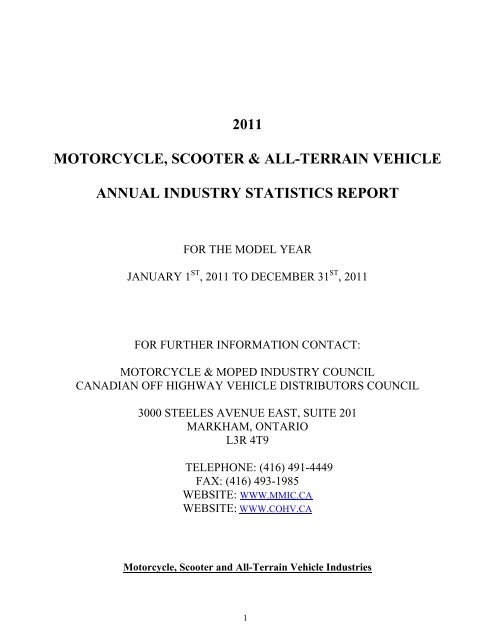 2011 MOTORCYCLE SCOOTER & ALL-TERRAIN VEHICLE ANNUAL INDUSTRY ...