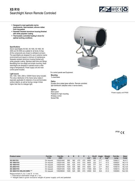 XS R10 Searchlight Xenon Remote Controled - mariteam.com.pl