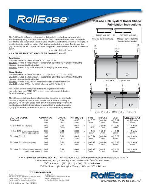 Rollease J Link Bracket Instructions - AV Outlet