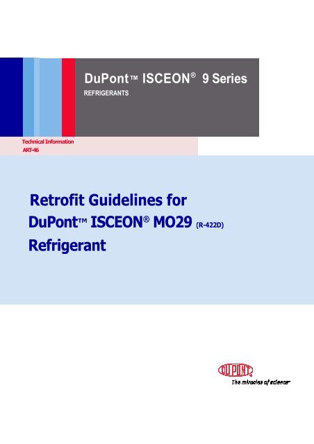 Retrofit Guidelines for DuPont ISCEON MO29 Refrigerant