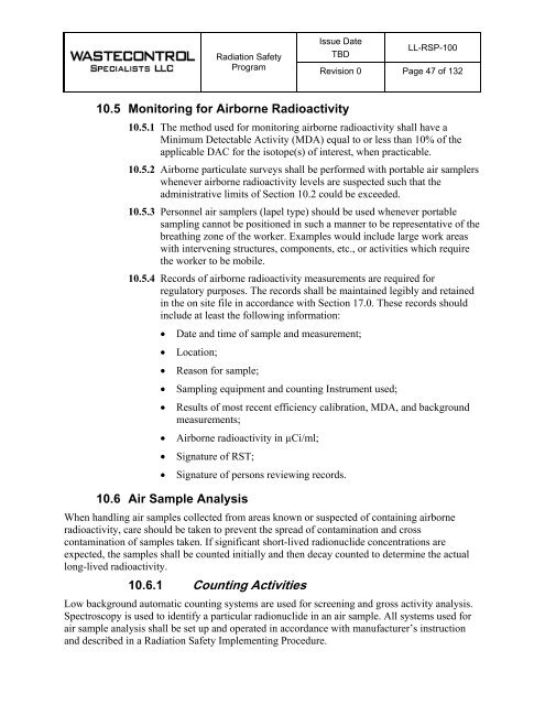 Radiation Safety Program