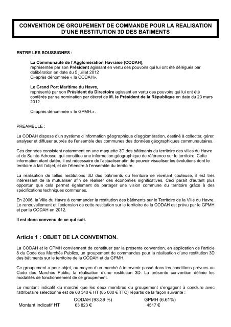 CONVENTION DE GROUPEMENT DE COMMANDE ... - CODAH