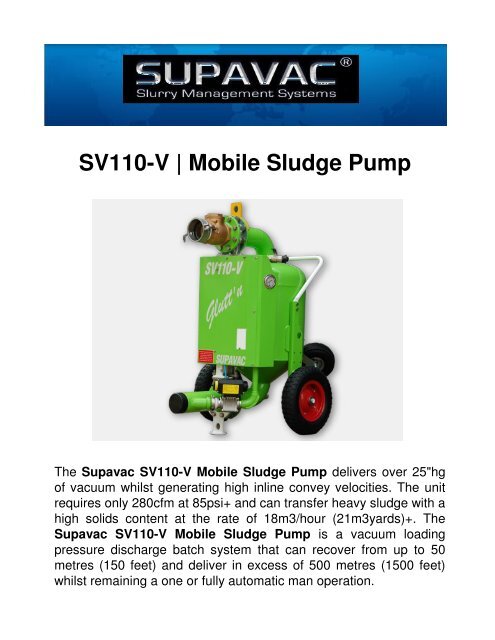 SV110-V | Mobile Sludge Pump
