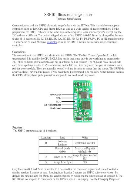 SRF10 Ultrasonic range finder