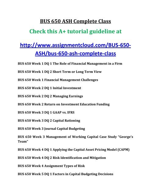 BUS 650 ASH Complete Class