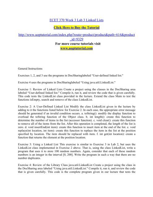 ECET 370 Week 3 Lab 3 Linked Lists