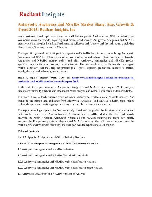 Antipyretic Analgesics and NSAIDs Market Share, Size, Growth & Trend ...